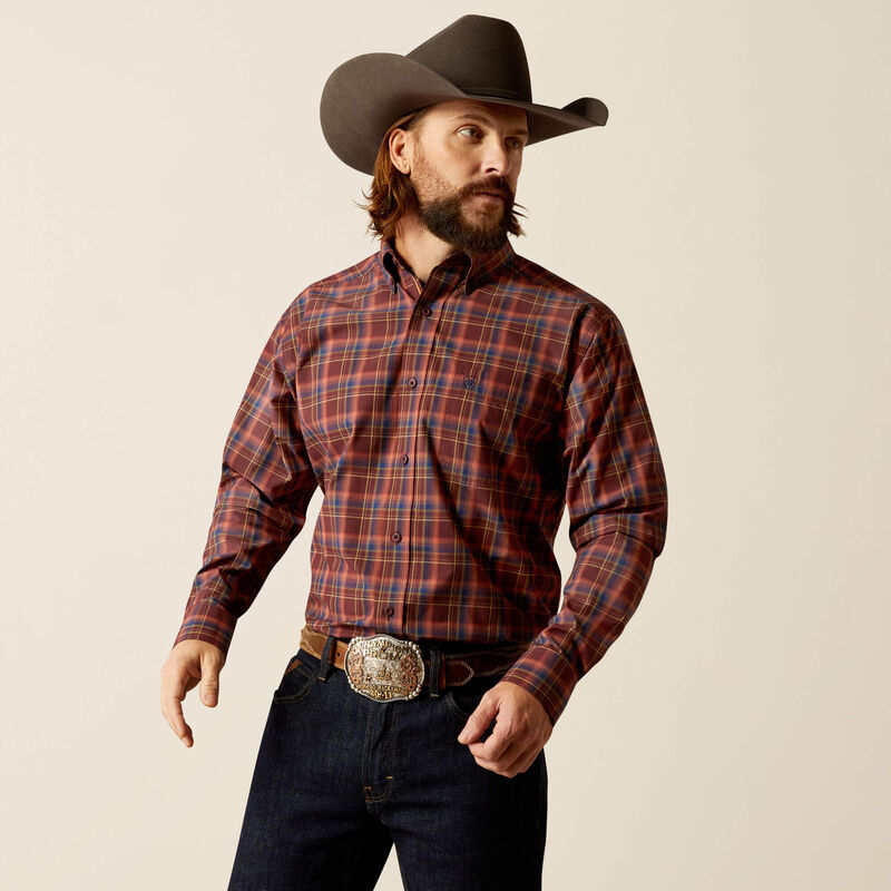 Ariat Men's Pro Series Scotty Long Sleeve Classic Fit Shirt - Dark Red ...