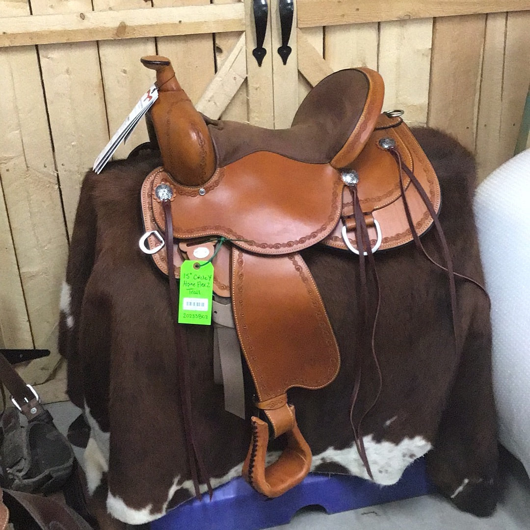Circle Y 15" Alpine Flex 2 Trail Saddle - Border Tooled – Irvine Tack ...