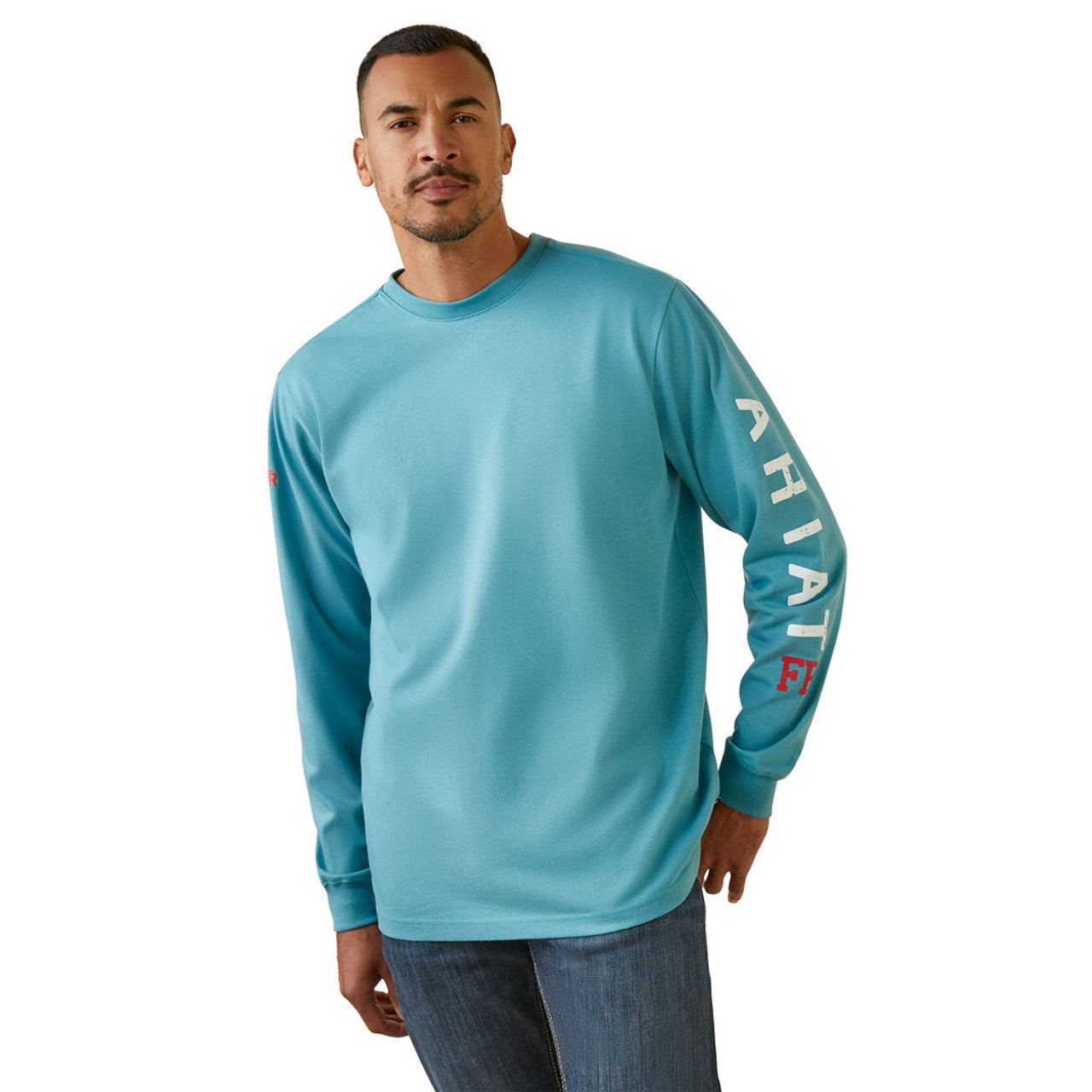 Ariat Men's Fire Resistant Roughneck Skull Logo LS T-Shirt - Storm Blu ...